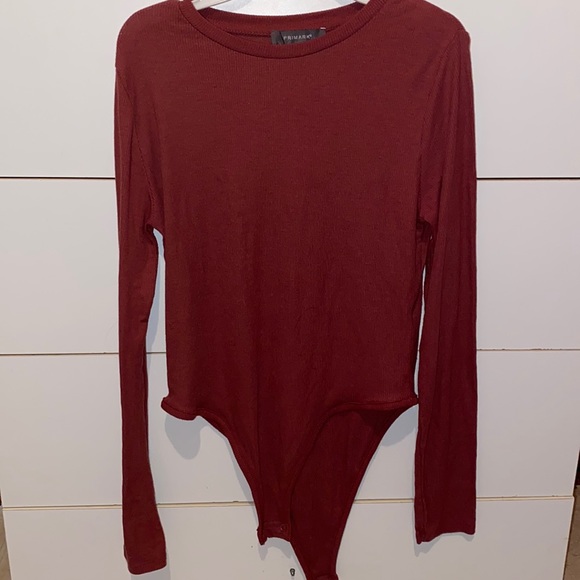Primark | Tops | Long Sleeve High Waisted Burgundy Body Suit | Poshmark